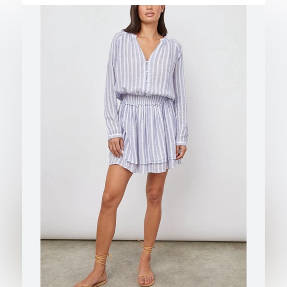 Rails | Dresses | Rails Medium Light Blue Chambray White Striped Vneck ...